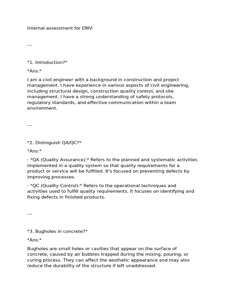 Civil Engineering Quality Control Insights | PDF | Concrete | Door