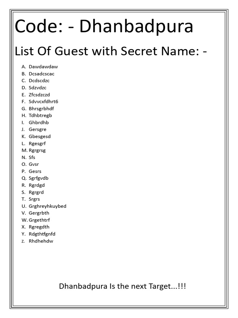 Imp Secret Code 1 | PDF