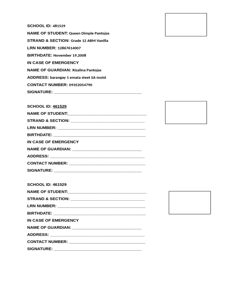 Student Emergency Contact Form | PDF