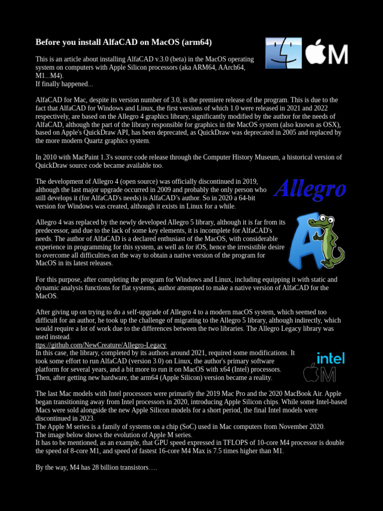 Before You Install AlfaCAD on MacOS a64 Black | PDF | Mac Os | Apple Inc.