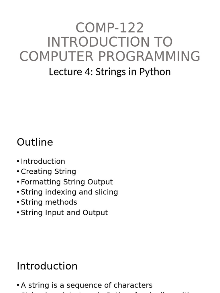 Lecture 4 Strings in Python | PDF | String (Computer Science) | Command Line Interface