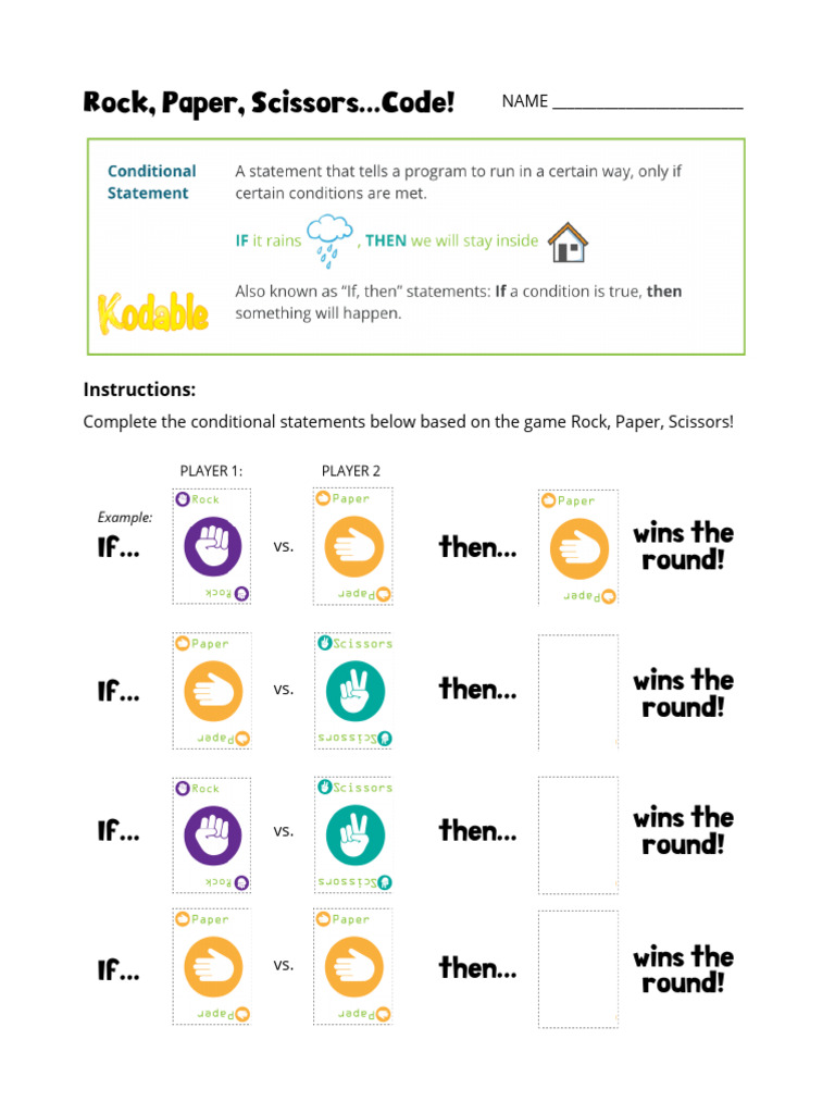 Rock, Paper, Scissors, Code!Handout | PDF