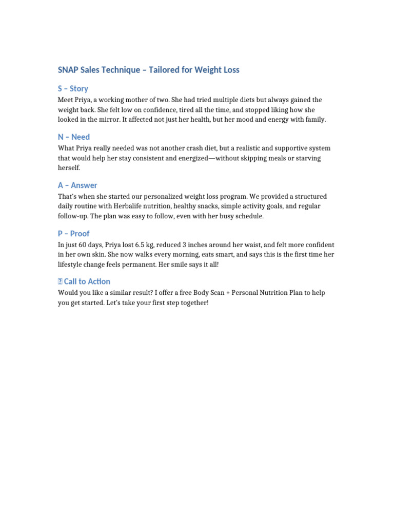 SNAP Weight Loss Example | PDF