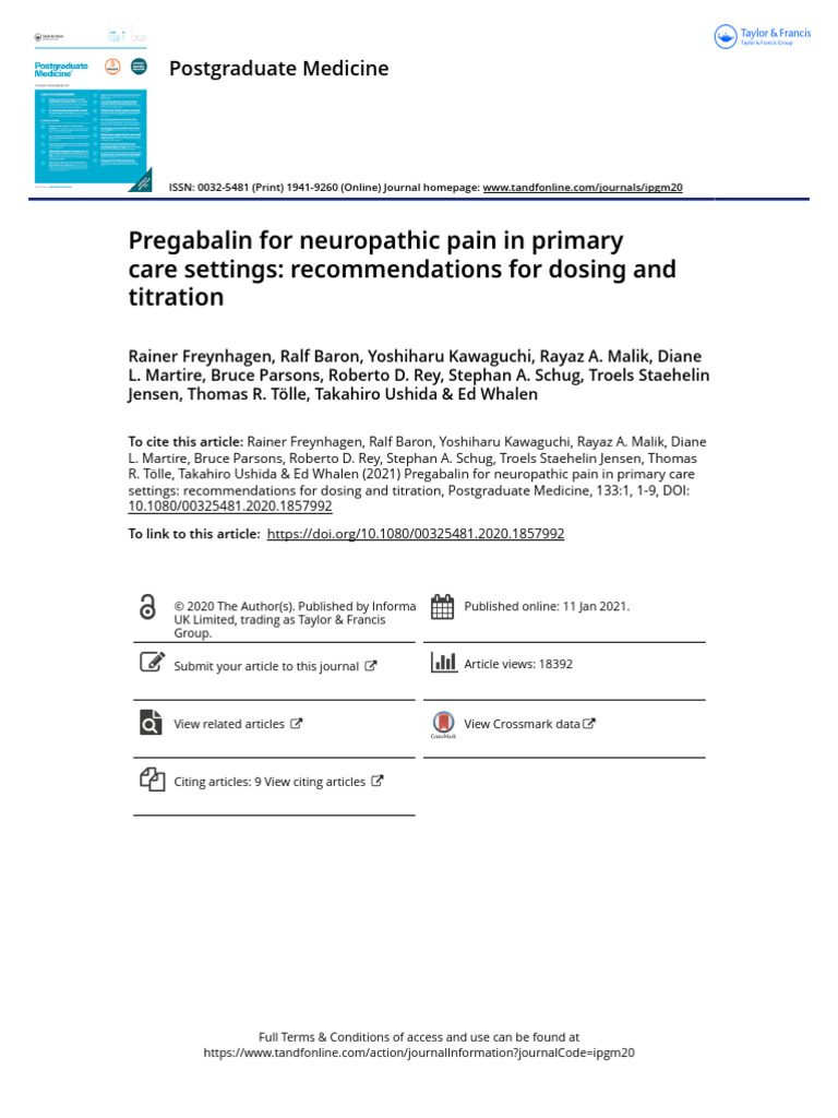 Pregabalin Dosing and Titration Guidelines | PDF | Substance Abuse ...