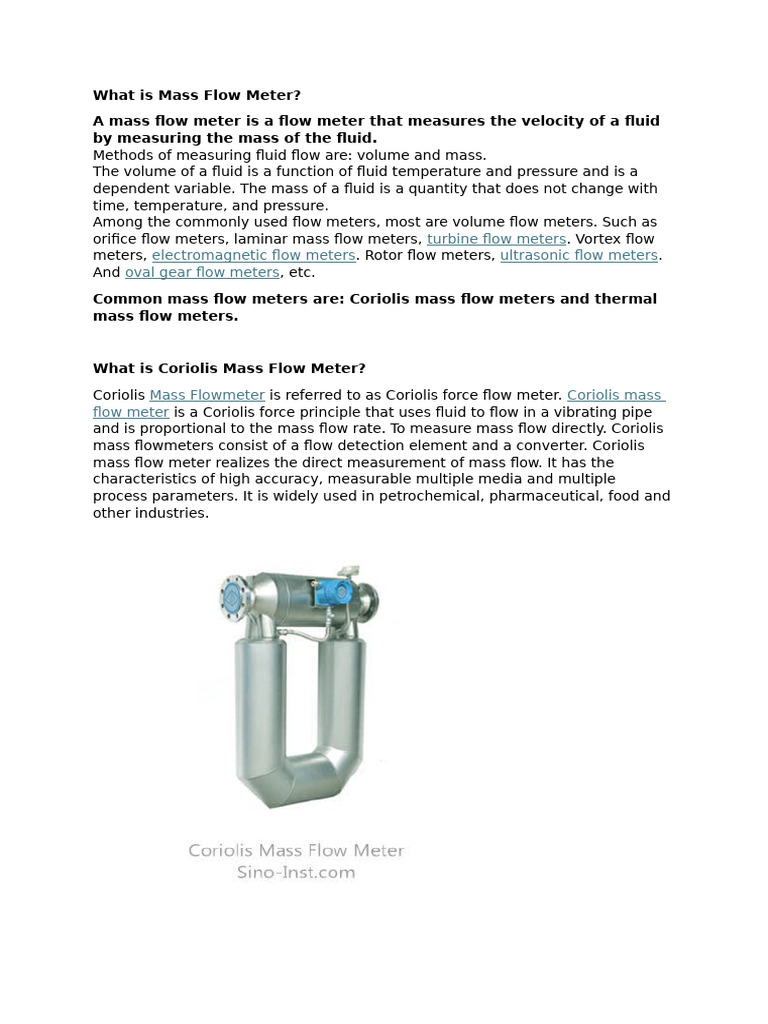 Understanding Coriolis Mass Flow Meters | PDF | Flow Measurement ...
