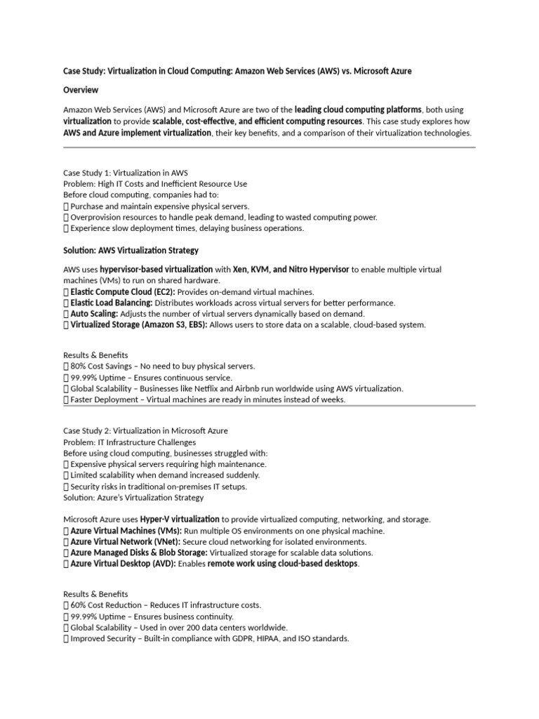 AWS vs. Azure: Virtualization Case Study | PDF | Virtualization | Cloud ...