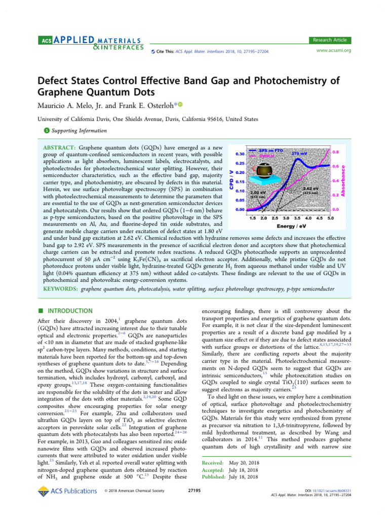 Defect Control in Graphene Quantum Dots | PDF | Redox | Graphene