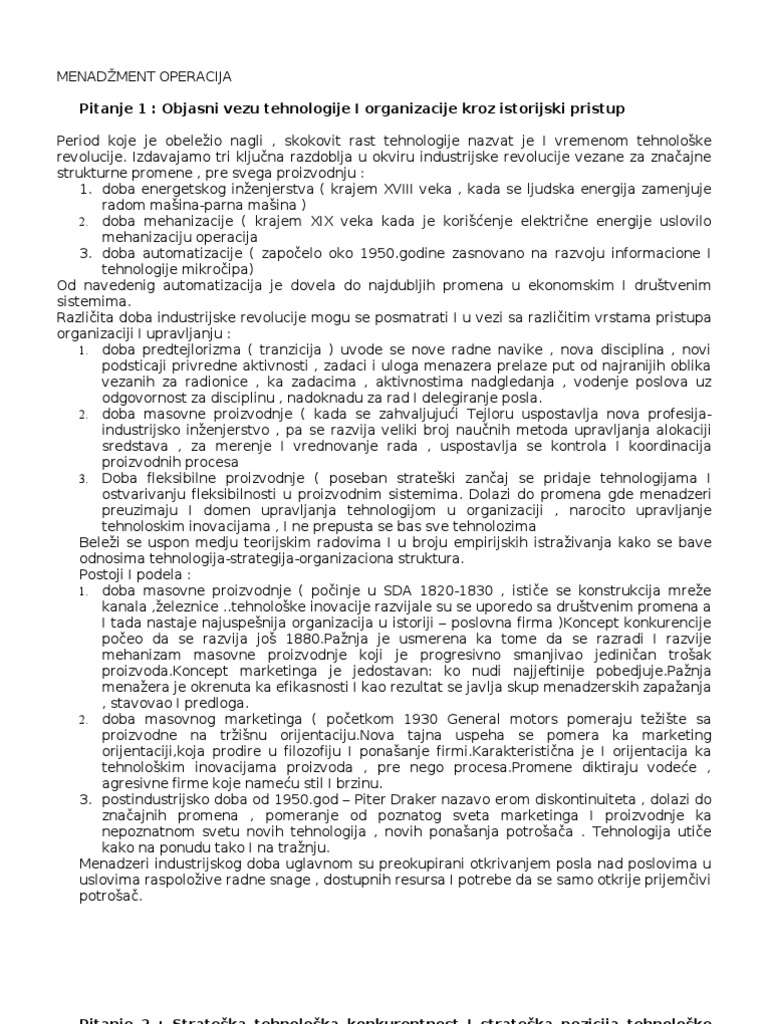 Menadzment Operacija - Skripta | PDF