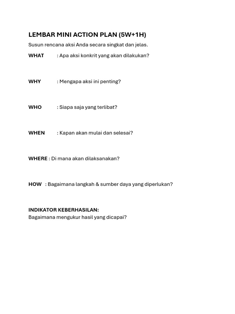 Lembar Mini Action Plan | PDF