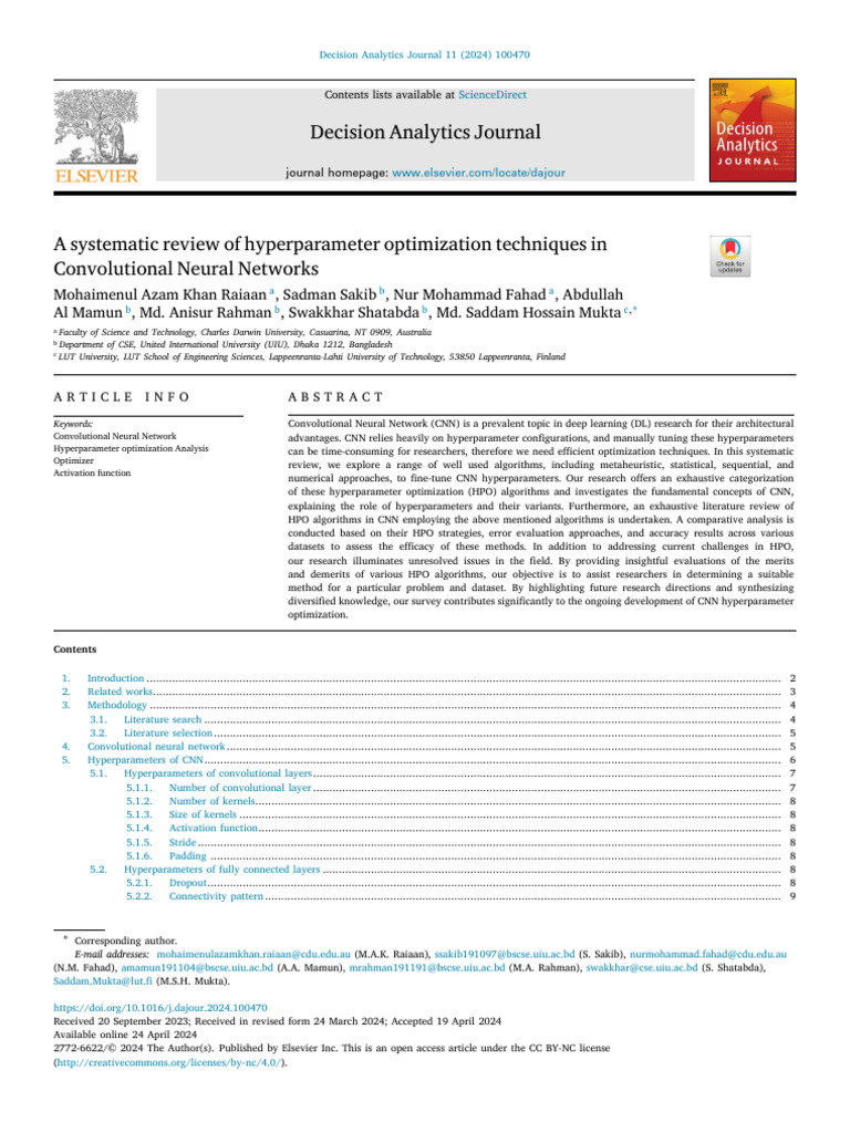 A Systematic Review of Hyperparameter Optimizations Techniques in Convolutional Newral Networks ...