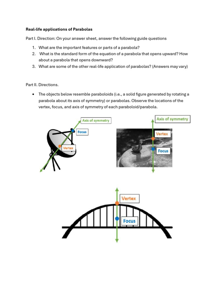 Real Life Applications of Parabolas | PDF