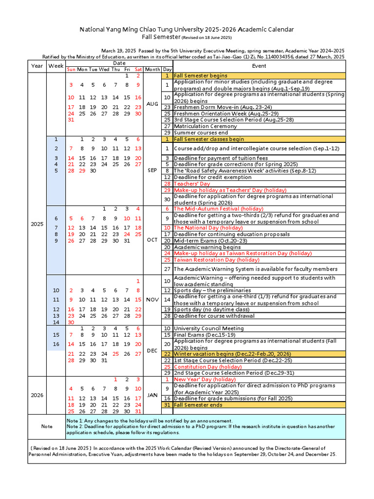 NTUST Academic Calendar 2025-2026 | PDF | Academic Term | Educational ...