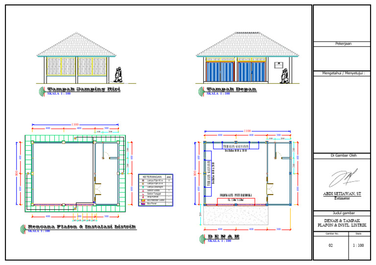 02.denah, Tampak, Plafon, Instl Listrik - Gudang BB Kejaksaan Bar-Tim | PDF