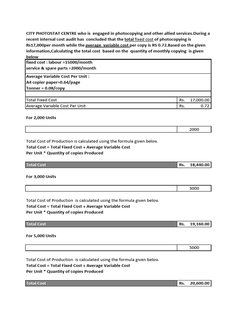 Total Cost Formula Excel Template | PDF