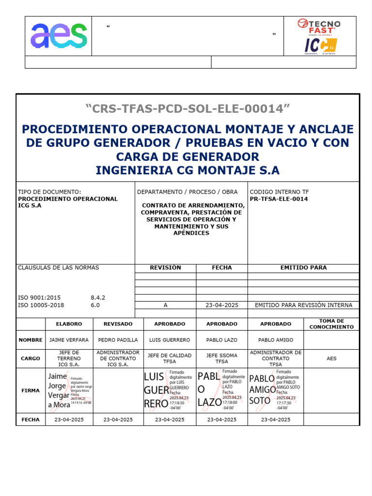 Crs Tfas PCD Sol Ele 0014 | PDF | Seguridad y salud ocupacional