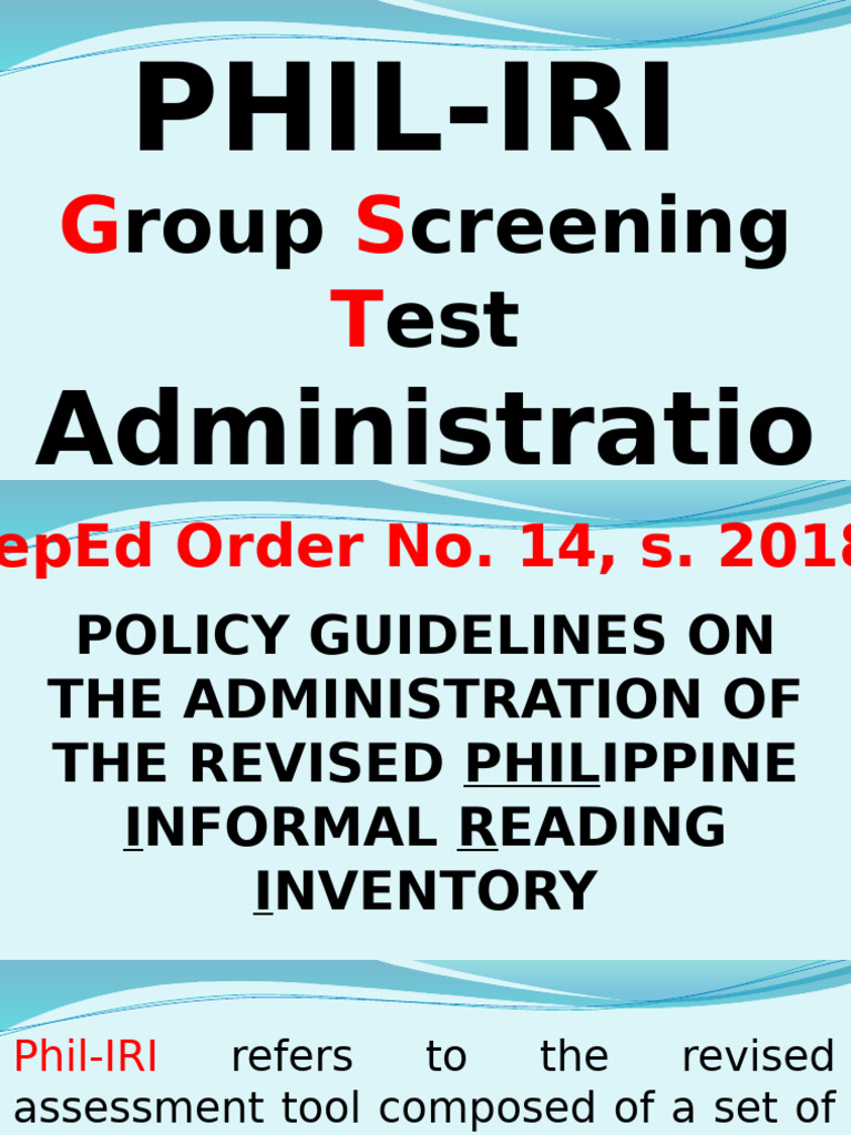 Phil-IRI Guidelines for Reading Assessment | PDF