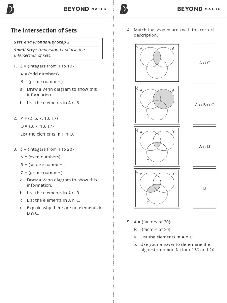 Intersection of Sets and Probability Guide | PDF | Chess Theory | Chess