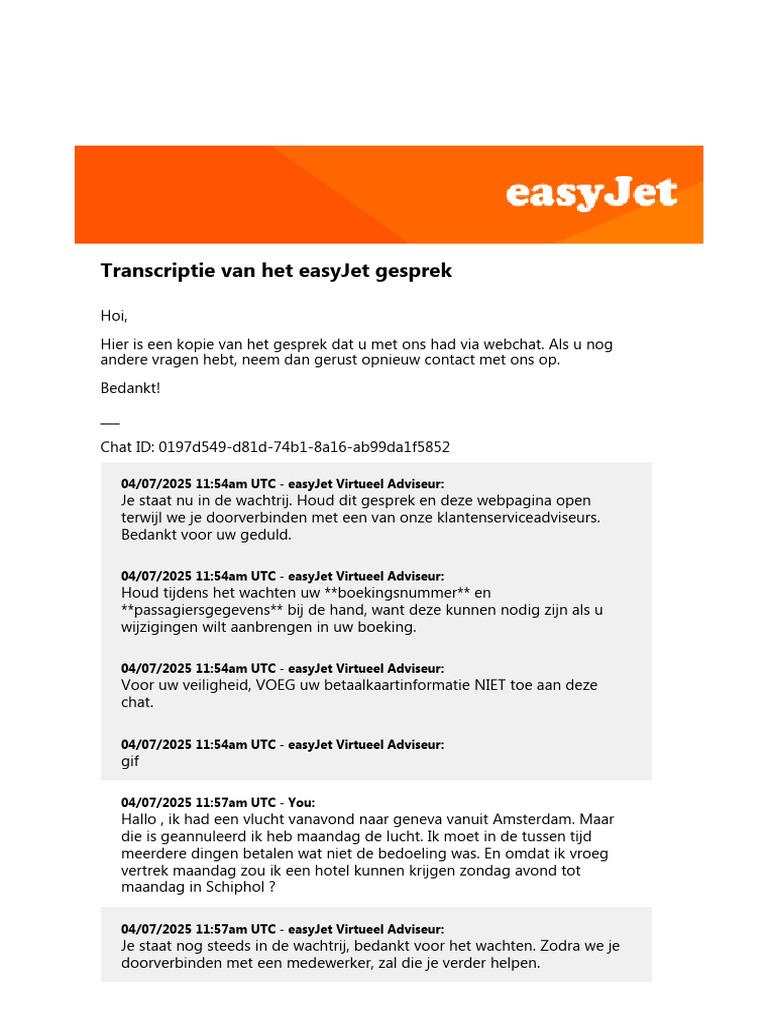 EasyJet Transcript | PDF