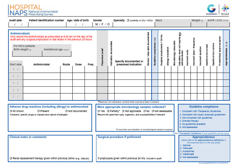 Naps App ResourcesresourceshospitalHospital20NAPS20Data20Collection20F | PDF | Drugs | Pharmacology