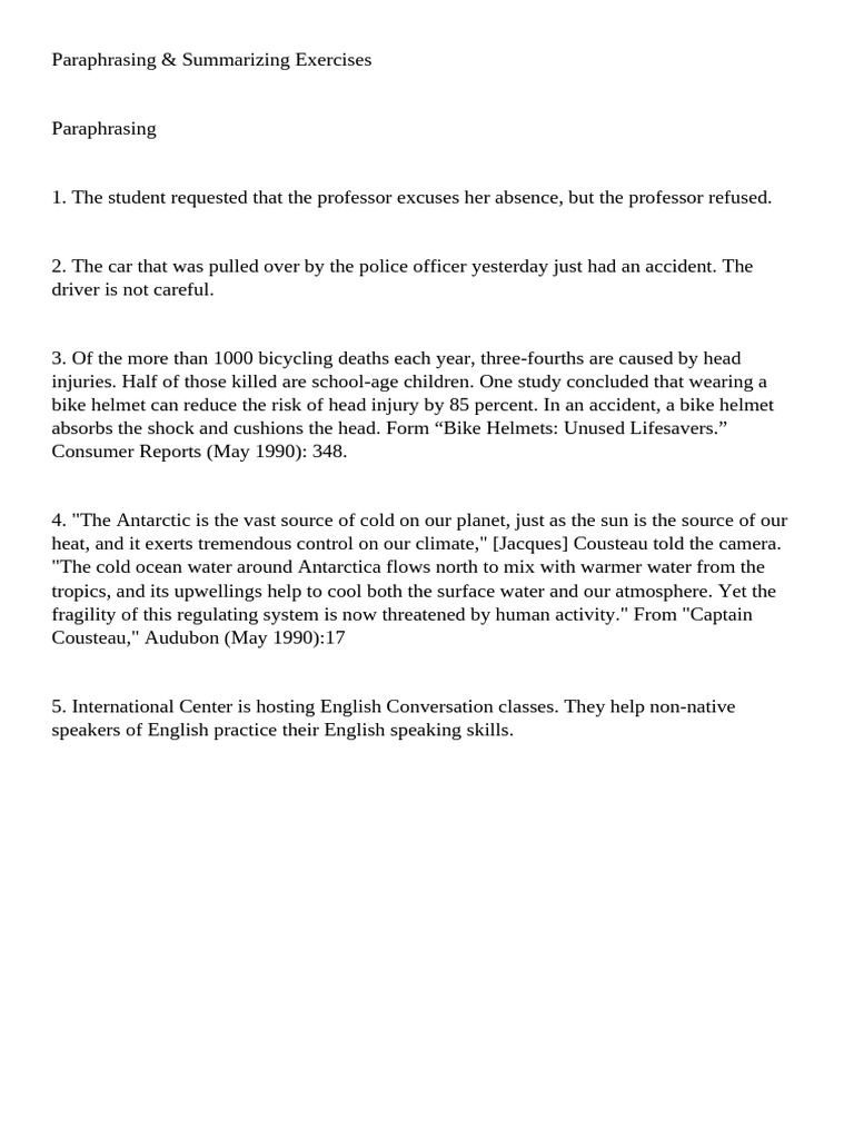 Paraphrasing & Summarizing Worksheet | PDF | Roanoke Colony