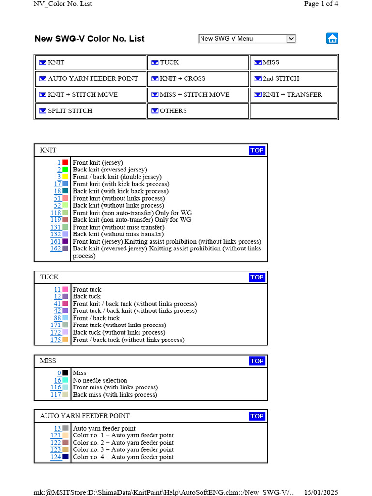 SWG-V Color Number Reference Guide | PDF | Knitting