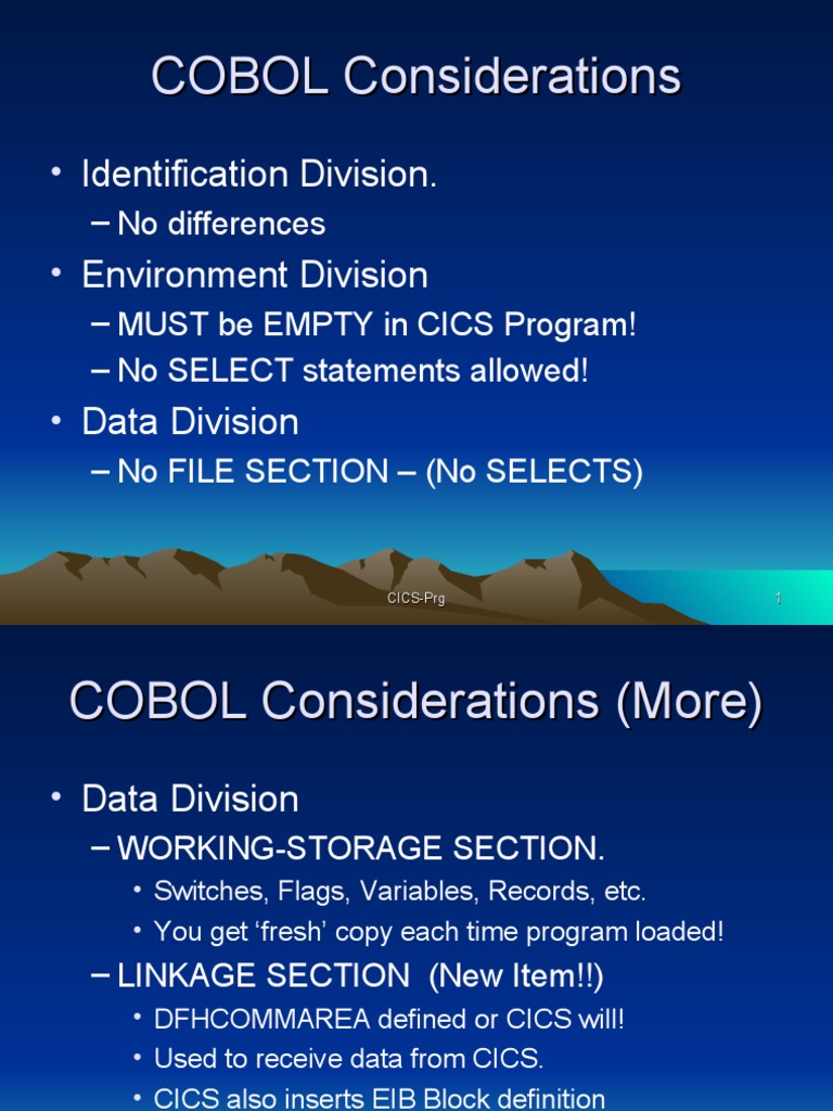 COBOL Considerations for CICS Programs | PDF | Computer Terminal | Computer Program