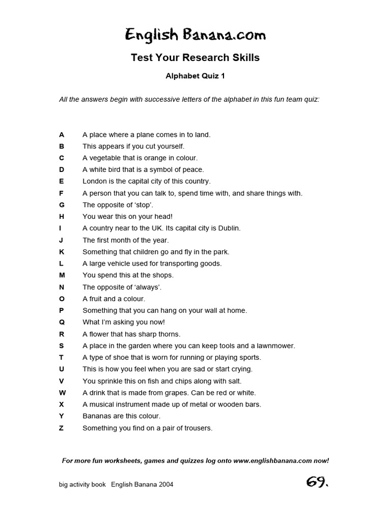 Alphabet Quiz | PDF