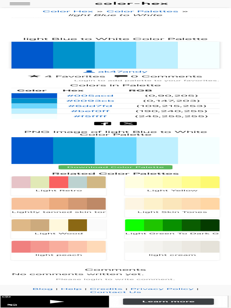 Light Blue to White Color Palette | PDF