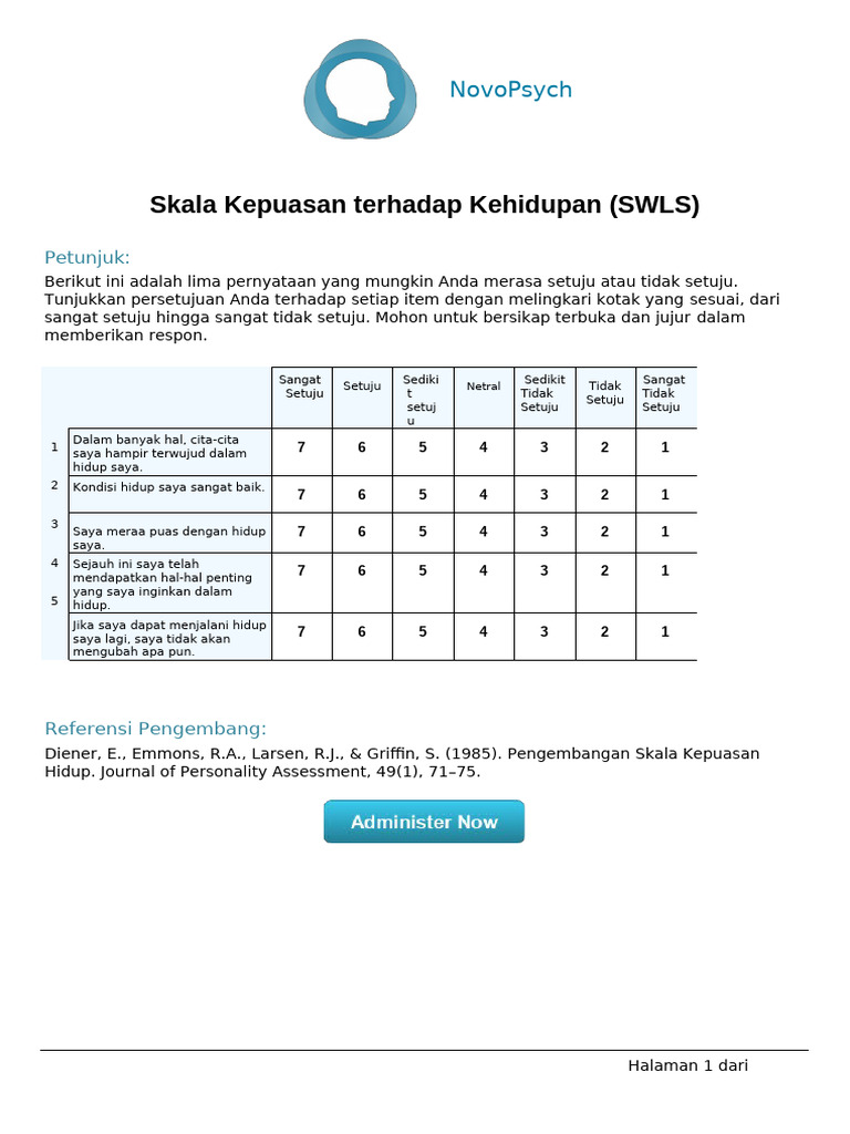Swls Satisfaction With Life Scale Assessment (Translated) ) | PDF