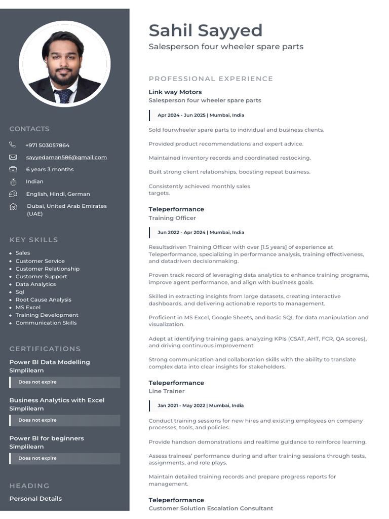 Sahil Sayyed Naukrigulf CV 28jul2025 CV-2 | PDF | Sales | Analytics