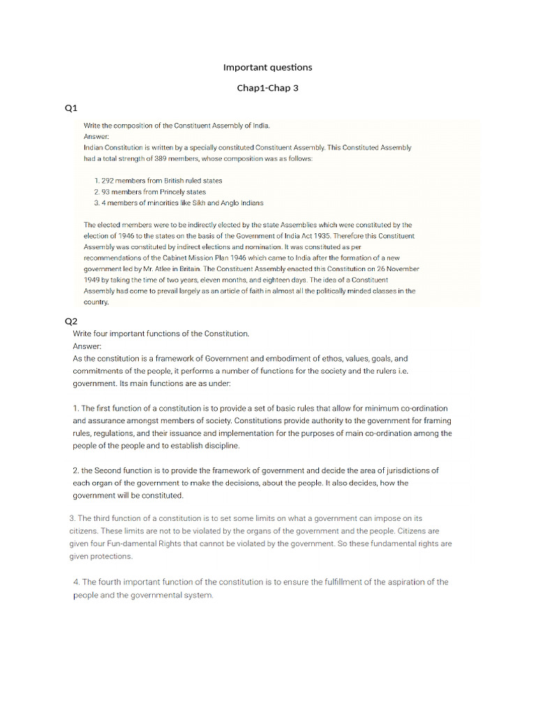 Pol - ch1-3 Imp Ques | PDF