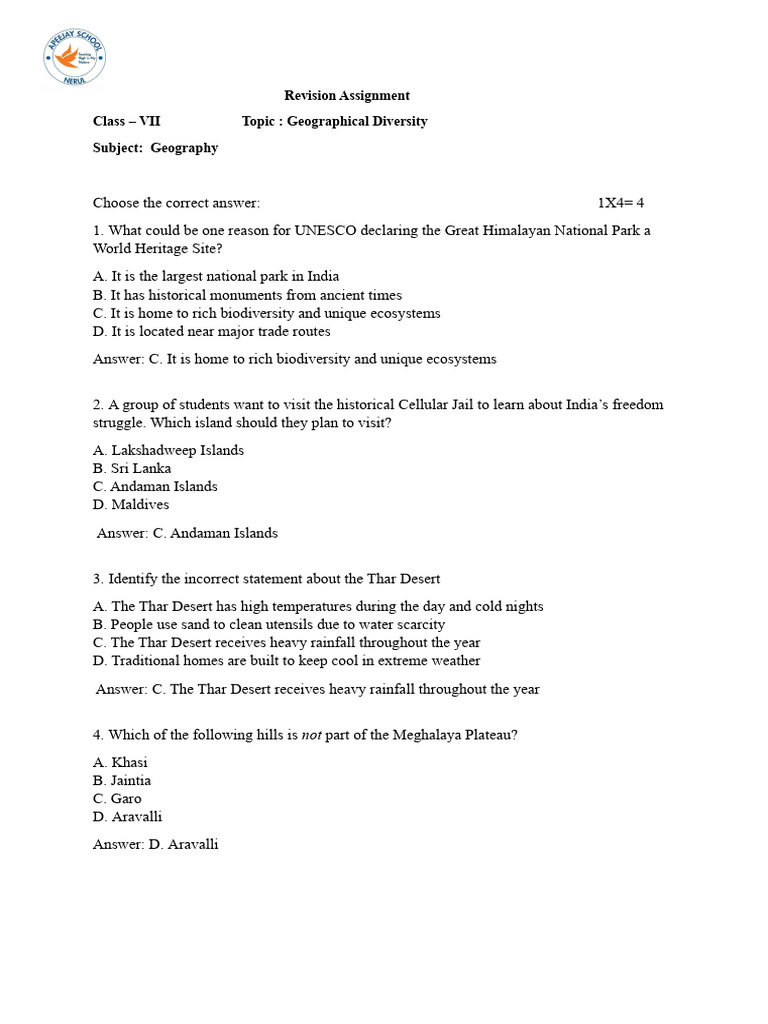Revision Assignment Geography For PT1 | PDF | Geomorphology | Natural Environment