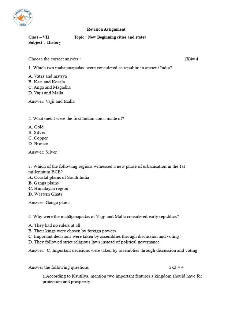 Revision Assignments With Answer Key | PDF