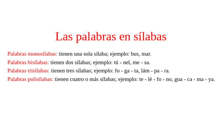 Clasificación de Las Palabras Según Las Sílabas | PDF