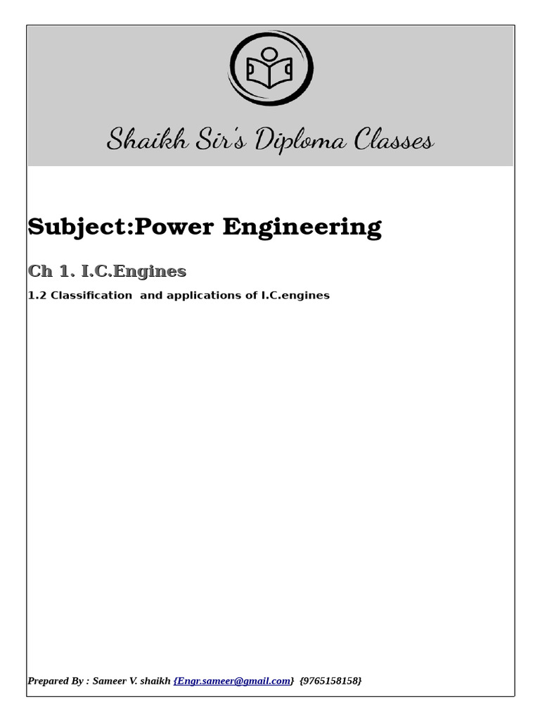 Chapter 1 I C Engines Part 2 | PDF | Internal Combustion Engine | Fuel ...