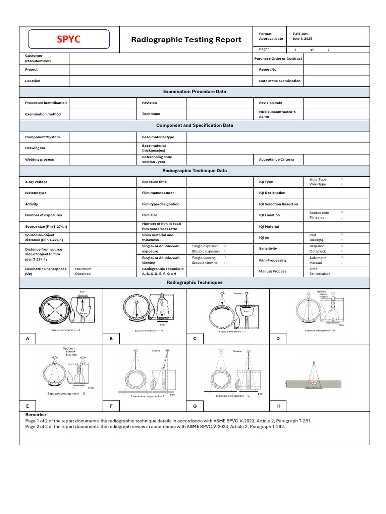 Radiographic Testing Report Format | PDF | Nondestructive Testing | Welding