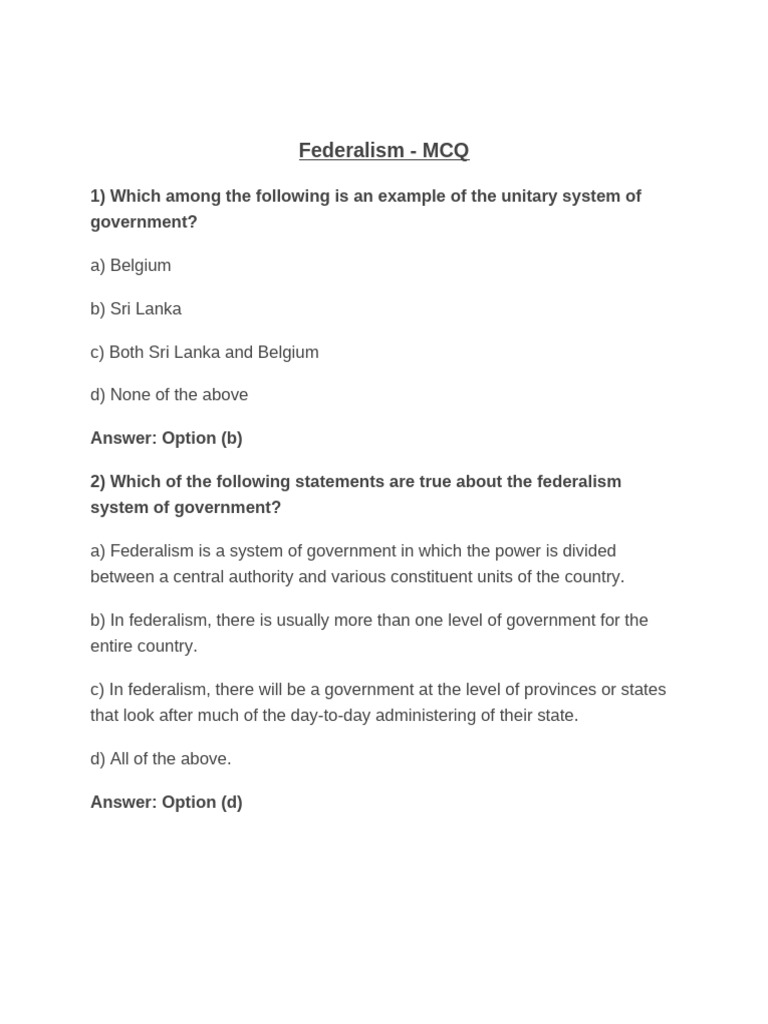 Understanding Federalism: Key Concepts | PDF | Languages Of India ...