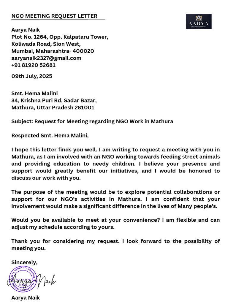 Ngo Meeting Request Letter - 20250707 - 231405 - 0000 | PDF