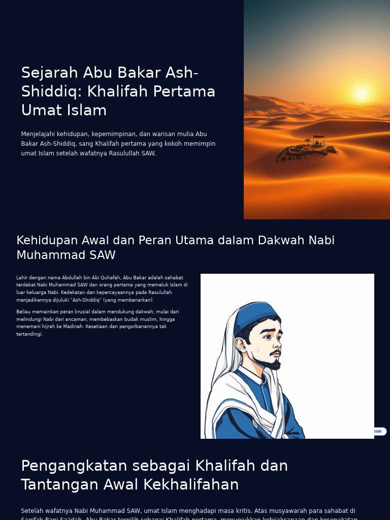 Peran Abu Bakar sebagai Khalifah Pertama | PDF