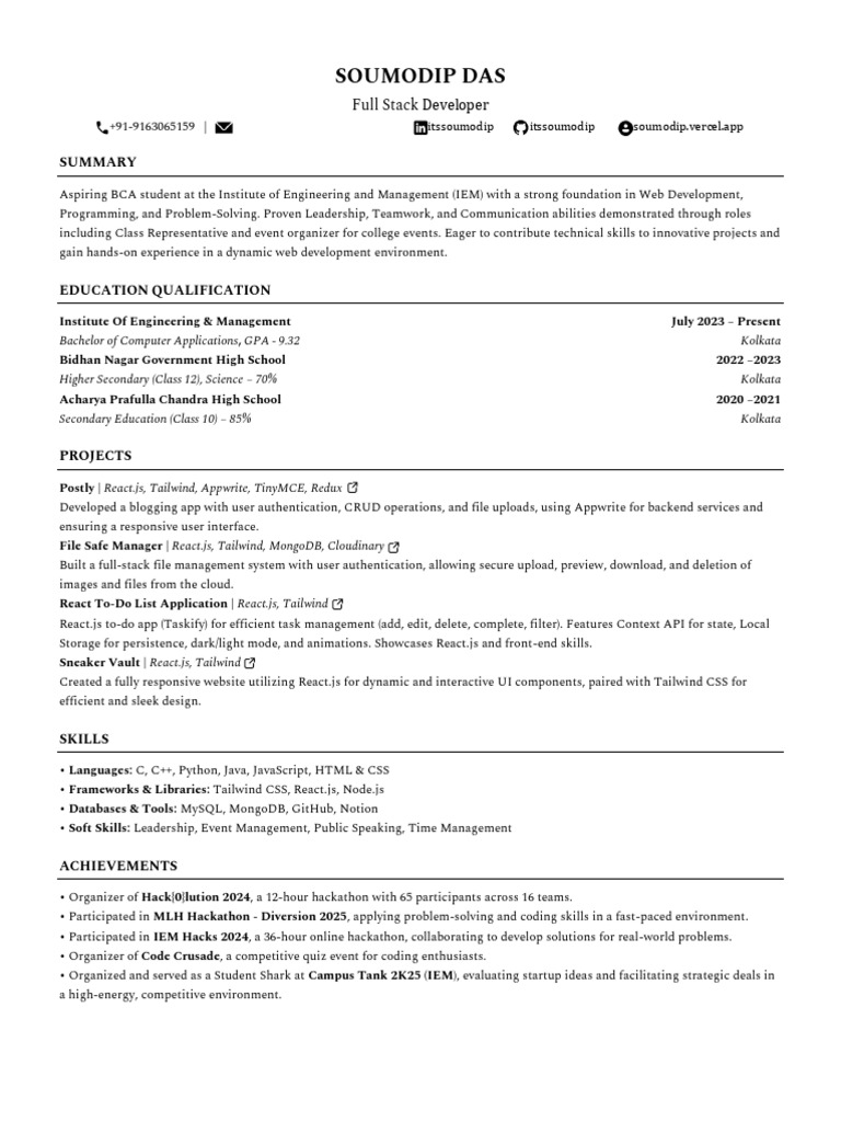 New Soumodip CV | PDF | Web Development | Computing