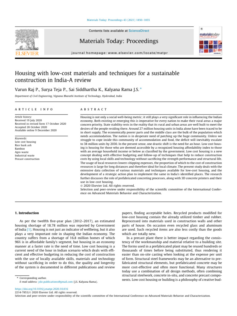 Housing With Low-Cost Materials and Techniques For A Sustainable | PDF ...