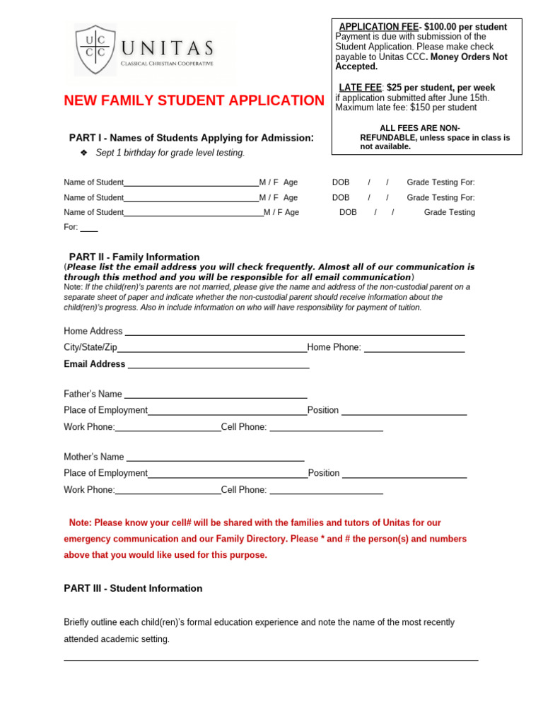 Unitas Classical Christian Application | PDF | Curriculum | Learning ...