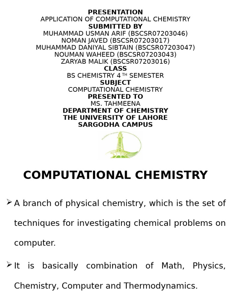 Computational Chemistry Presentation | PDF | Drug Design | Quantitative ...