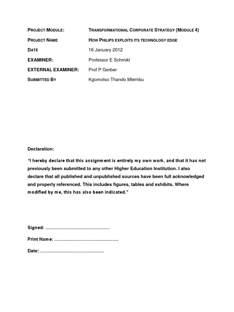 Individual Assignment Philips TKM | PDF | Innovation | Strategic Management