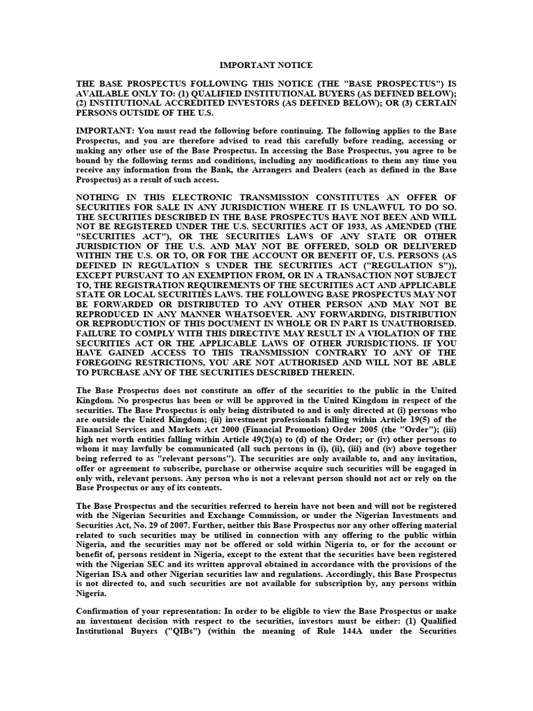 Corporate Action Base Prospectus | PDF | Securities (Finance ...