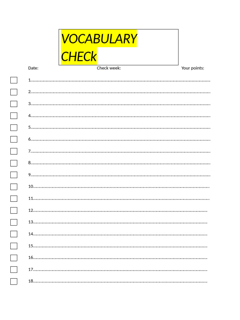 Vocabulary Check | PDF