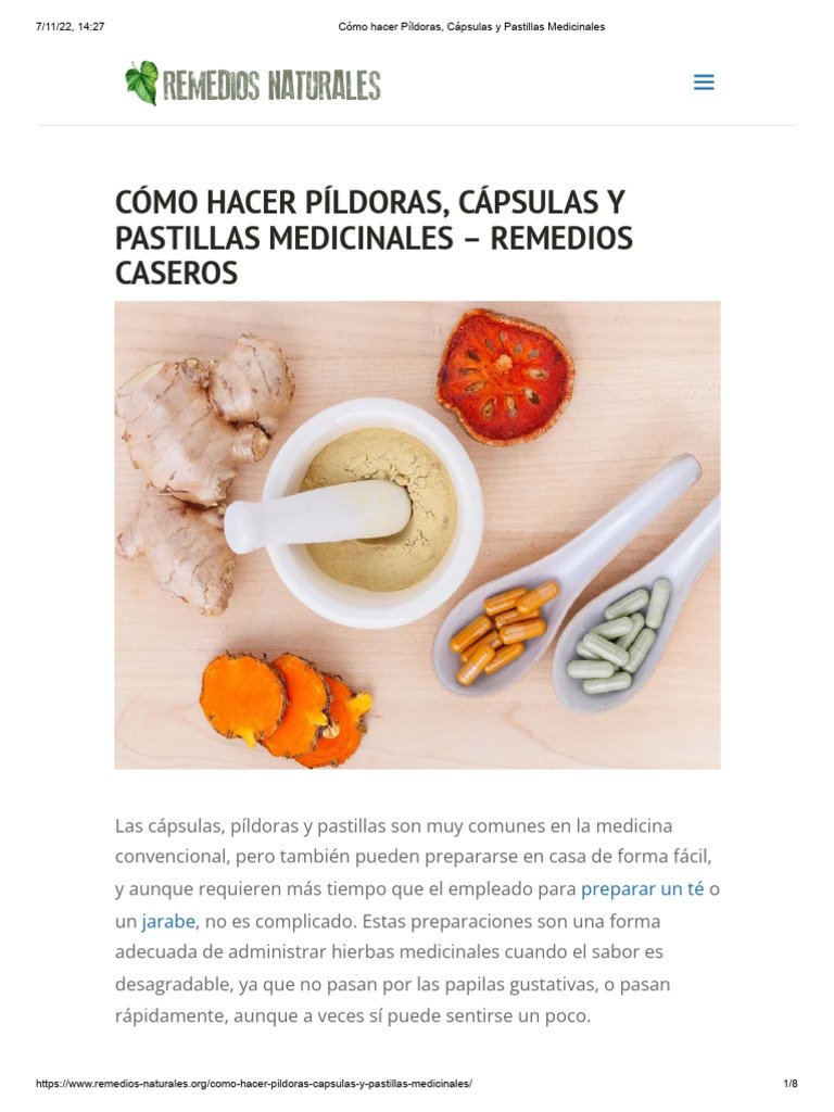 Cómo Hacer Píldoras, Cápsulas y Pastillas Medicinales | PDF | Tableta (Farmacia) | Farmacología