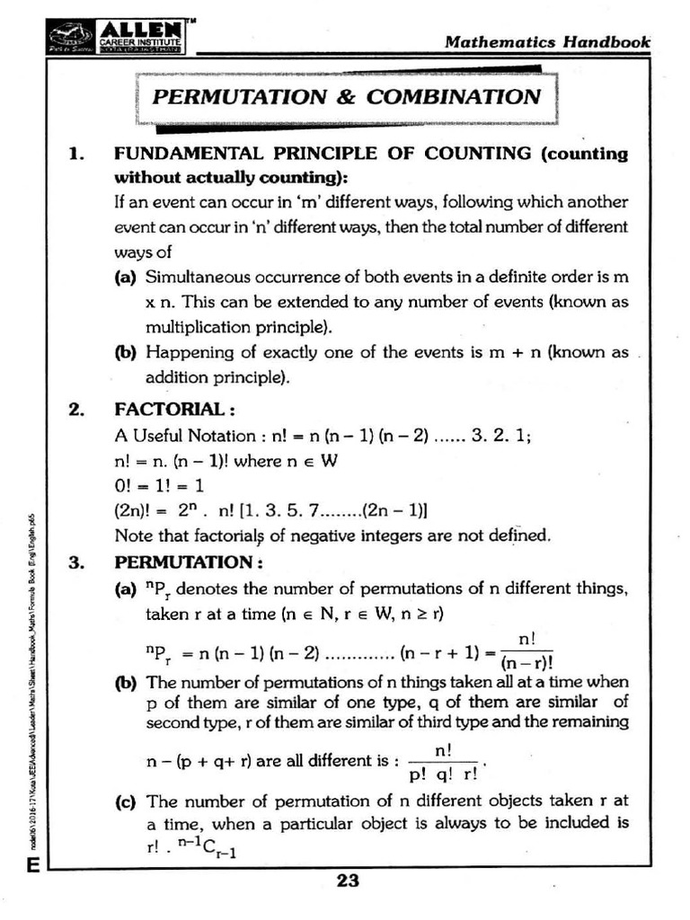 Maths Handbook Jeemain.guru 1 1 | PDF | Permutation | Numbers