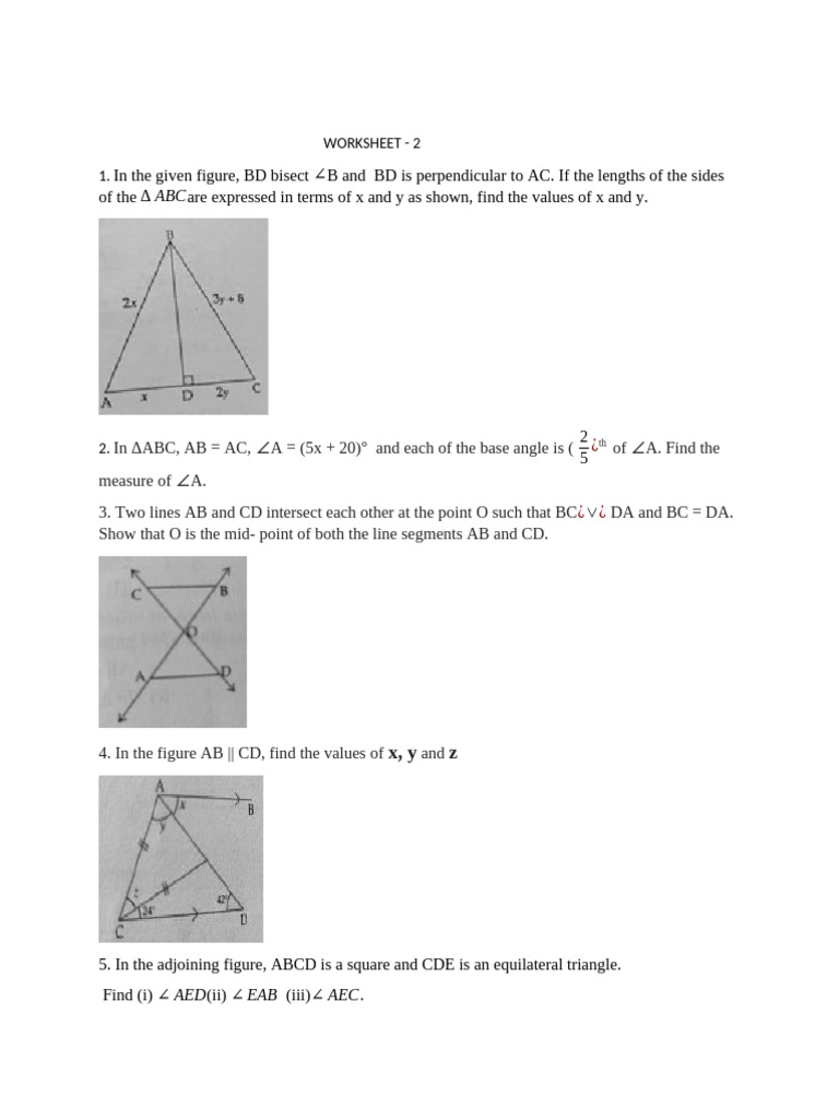Workseet - 2 Mathematics | PDF
