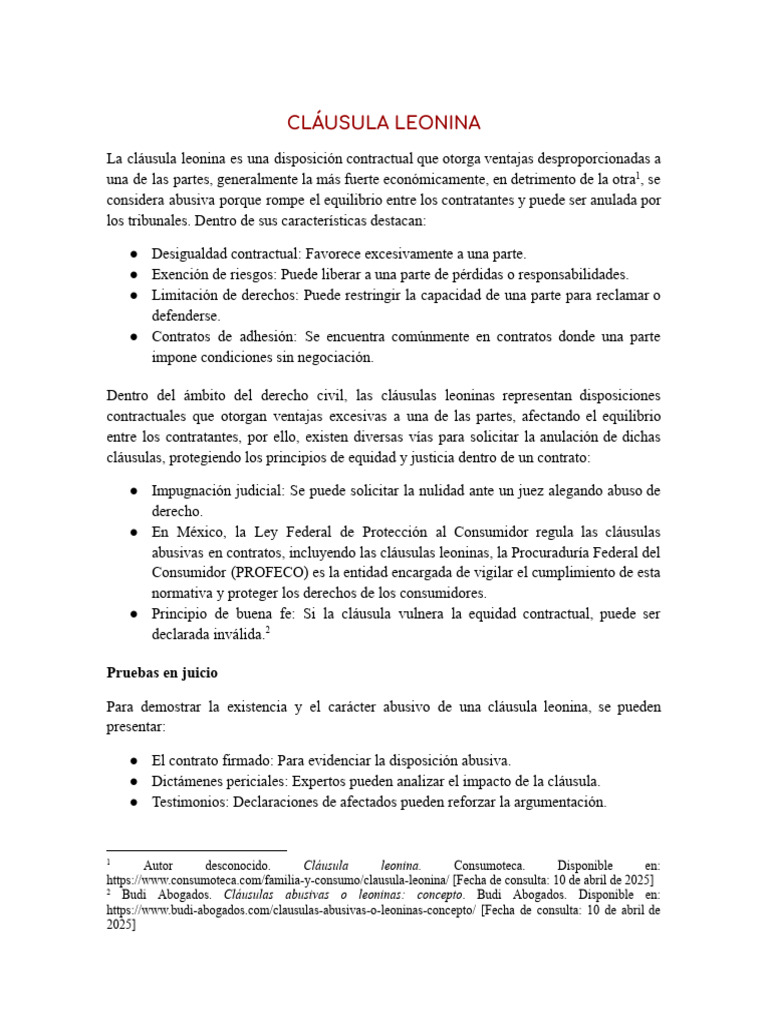 Cláusula Leonina: Definición y Consecuencias | PDF
